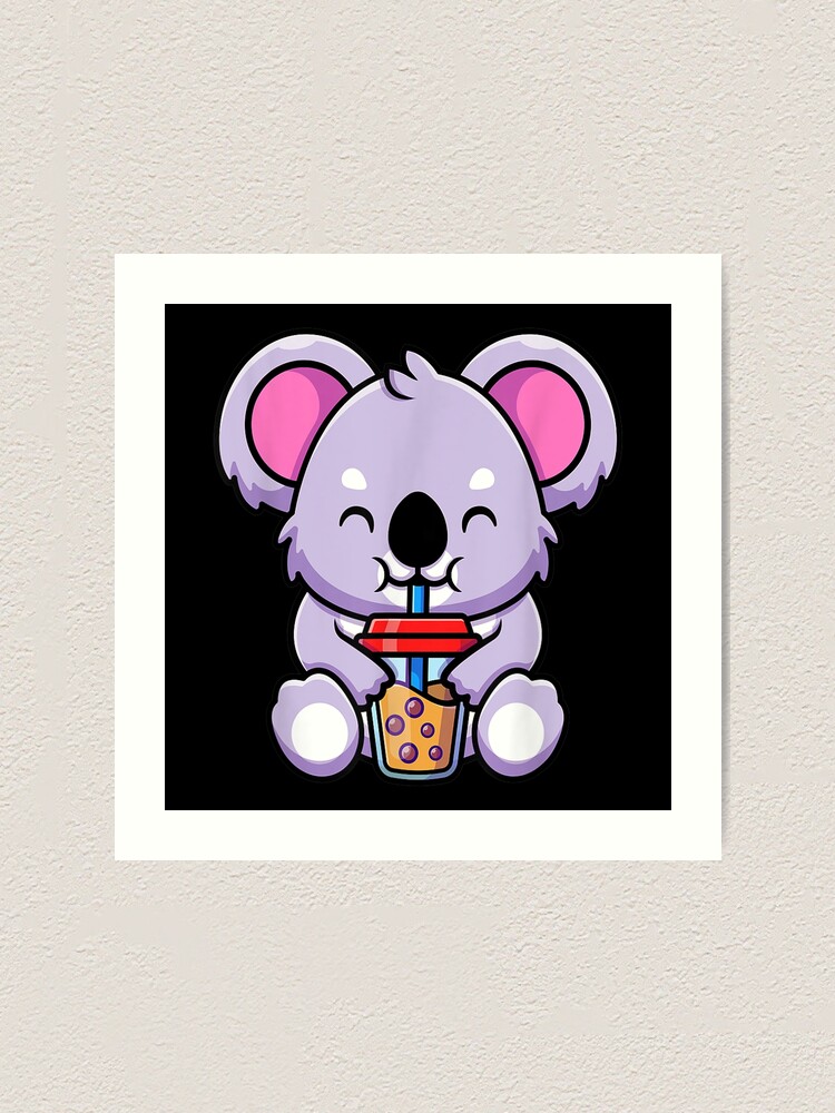 "Kawaii Koala Bear Bubble Tea Drink Koala Loves Boba Tea" Art Print for ...