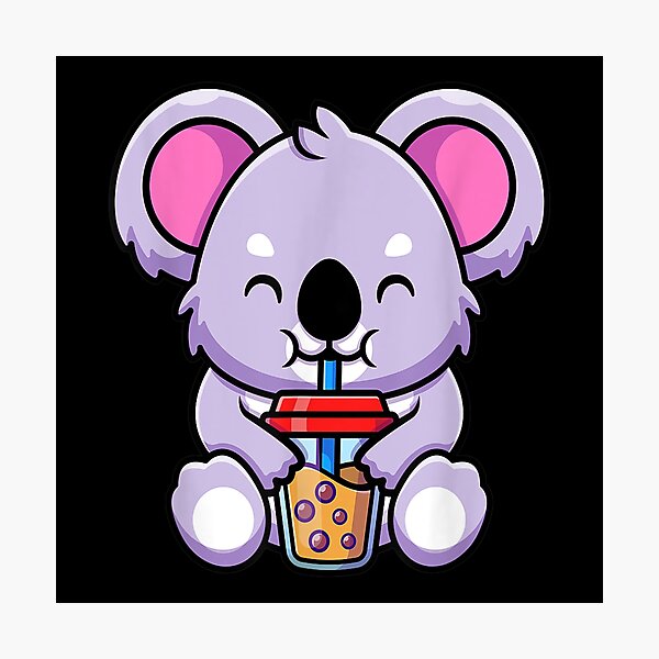 Lámina fotográfica «Kawaii Koala Bear Bubble Tea Beber Koala Loves Boba ...