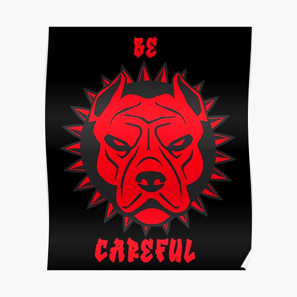 " Red Fierce mad Dog angry Pitbull head " Poster for Sale by Bontstred ...