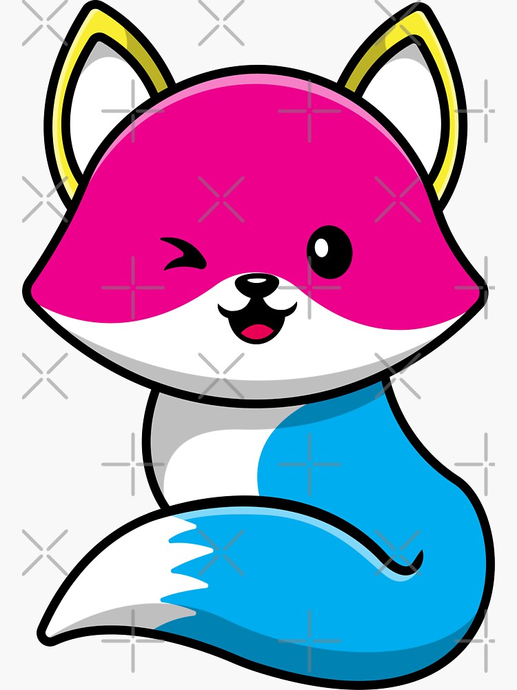 "Pansexual Fox Cute LGBTQ Animal Pan Pride Flag" Sticker for Sale by ...