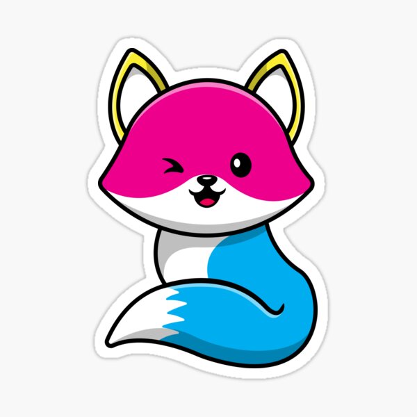 "Pansexual Fox Cute LGBTQ Animal Pan Pride Flag" Sticker for Sale by ...