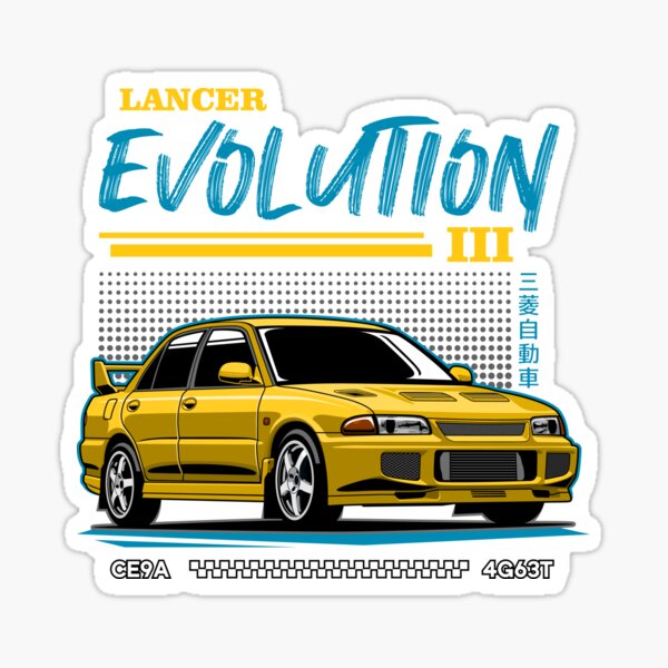 "Lancer Evolution 3" Sticker for Sale by squeal tires | Redbubble