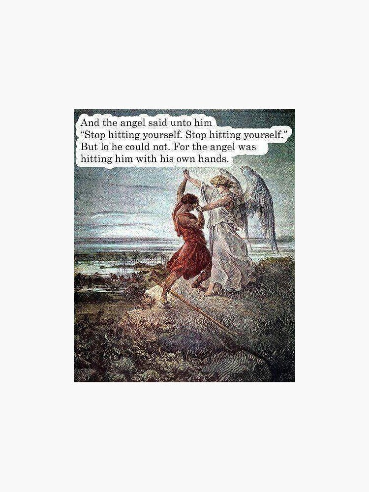 "StOp HittINg YoUrSeLf" Sticker for Sale by Hart07 | Redbubble
