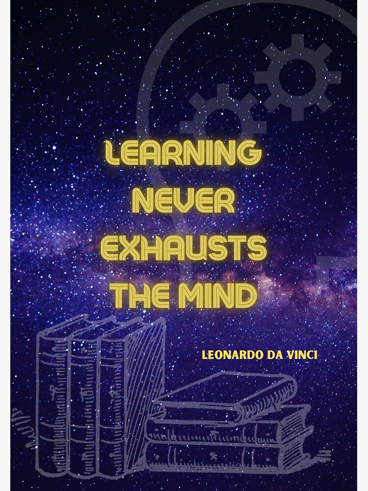 Pegatina «El aprendizaje nunca agota la mente Póster Leonardo Da Vinci ...