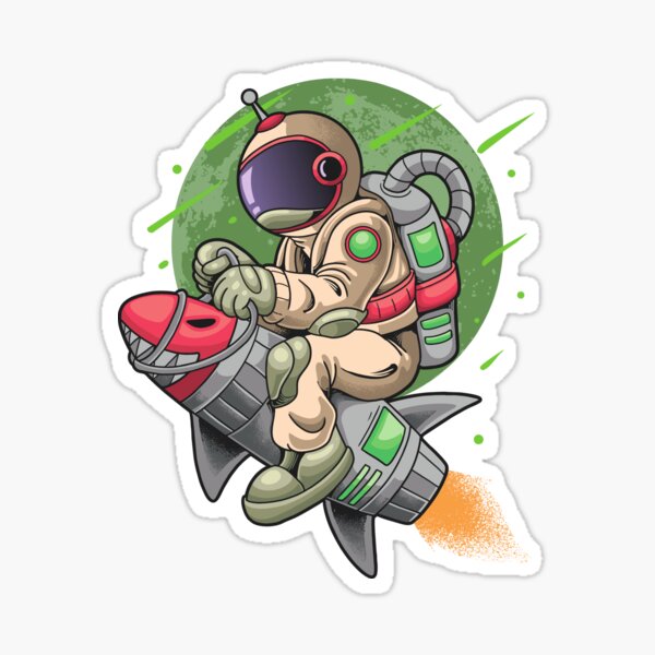 "Astronaut Riding a Rocket " Sticker for Sale by Astral-Journeys ...