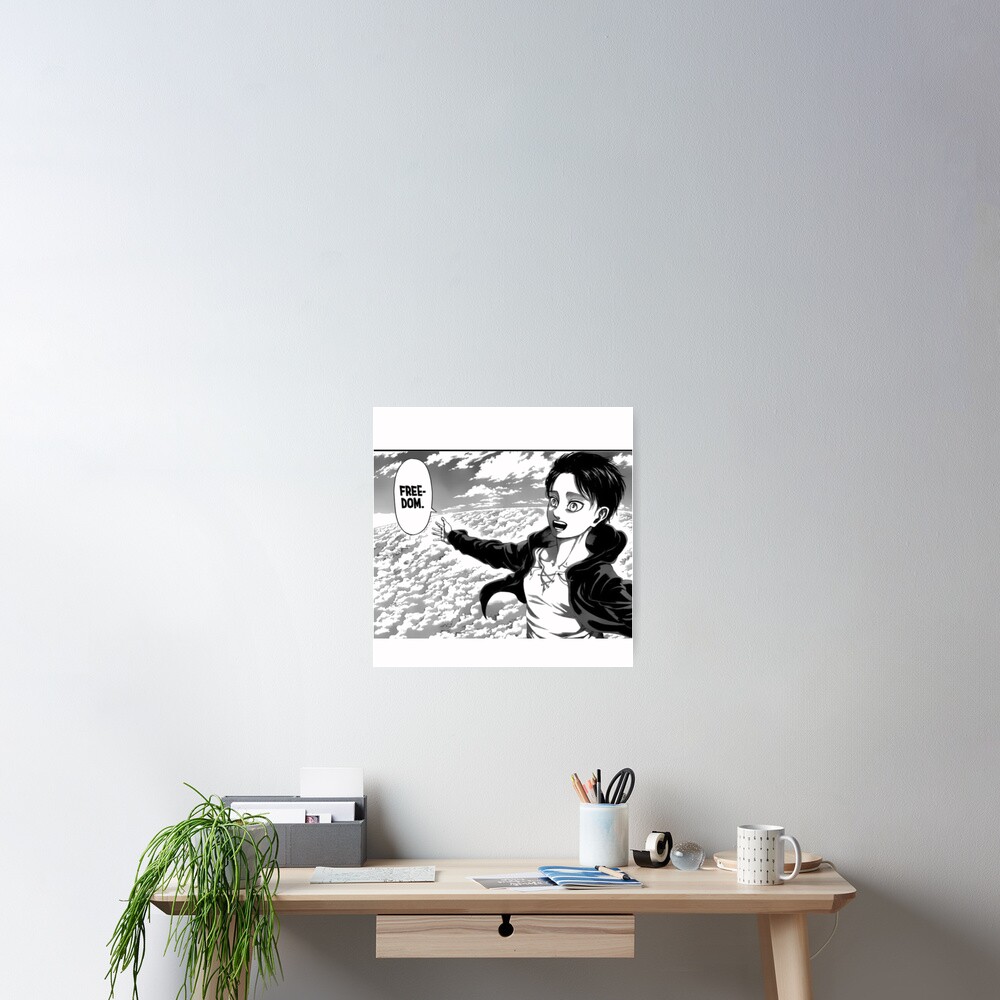"Eren Jaeger freedom manga panel" Poster for Sale by Harsha-k-m | Redbubble