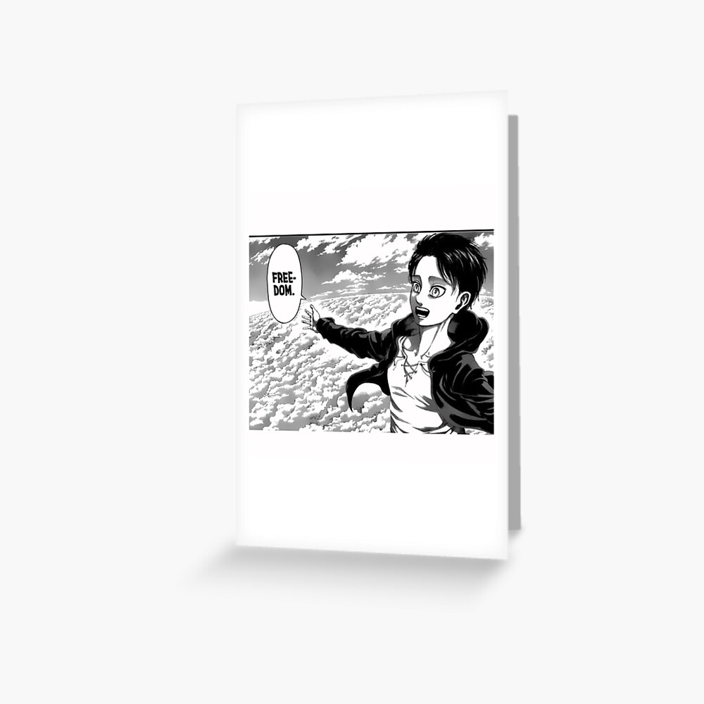 "Eren Jaeger freedom manga panel" Greeting Card for Sale by Harsha-k-m ...