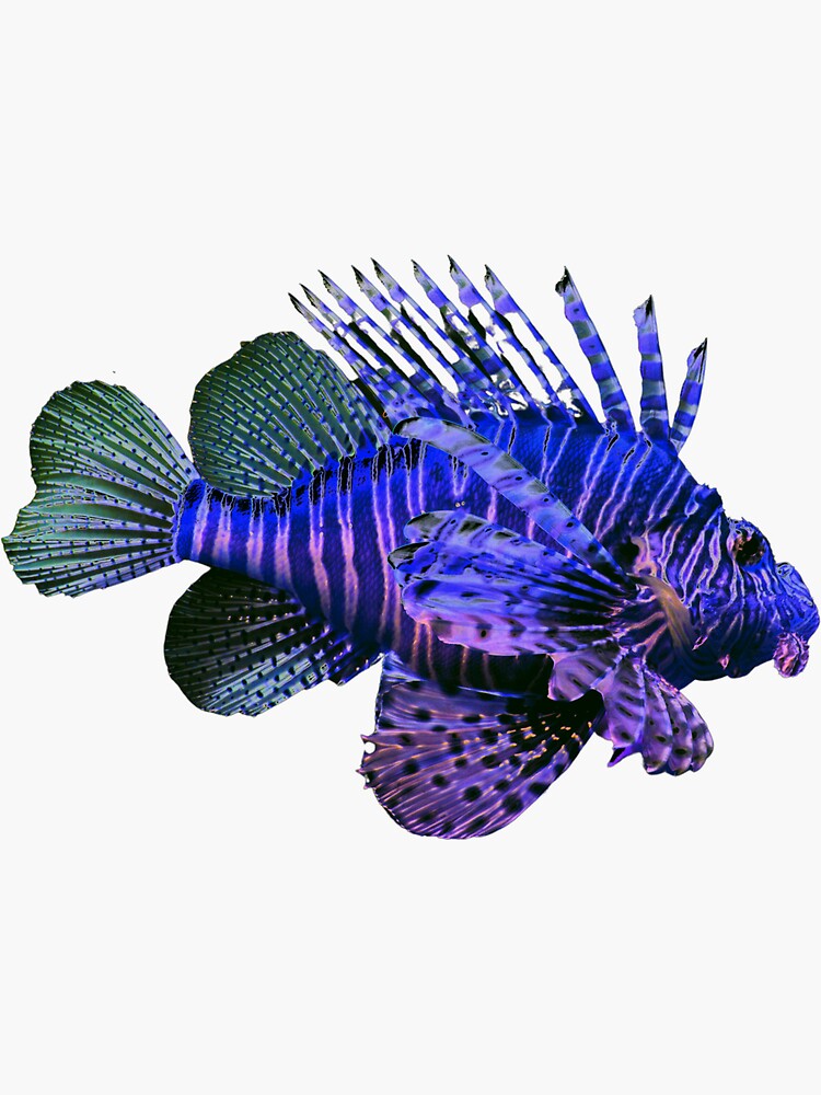 "Psychedelic Lionfish " Sticker for Sale by DiveOne | Redbubble