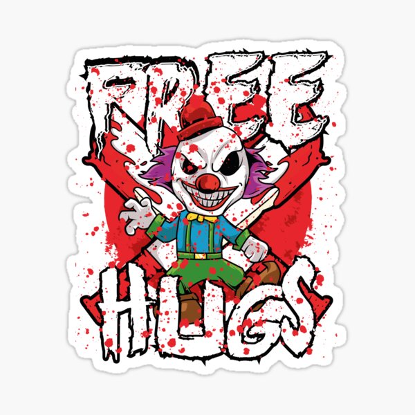 "Free Hugs Halloween Evil Killer Scary Clown " Sticker for Sale by ...