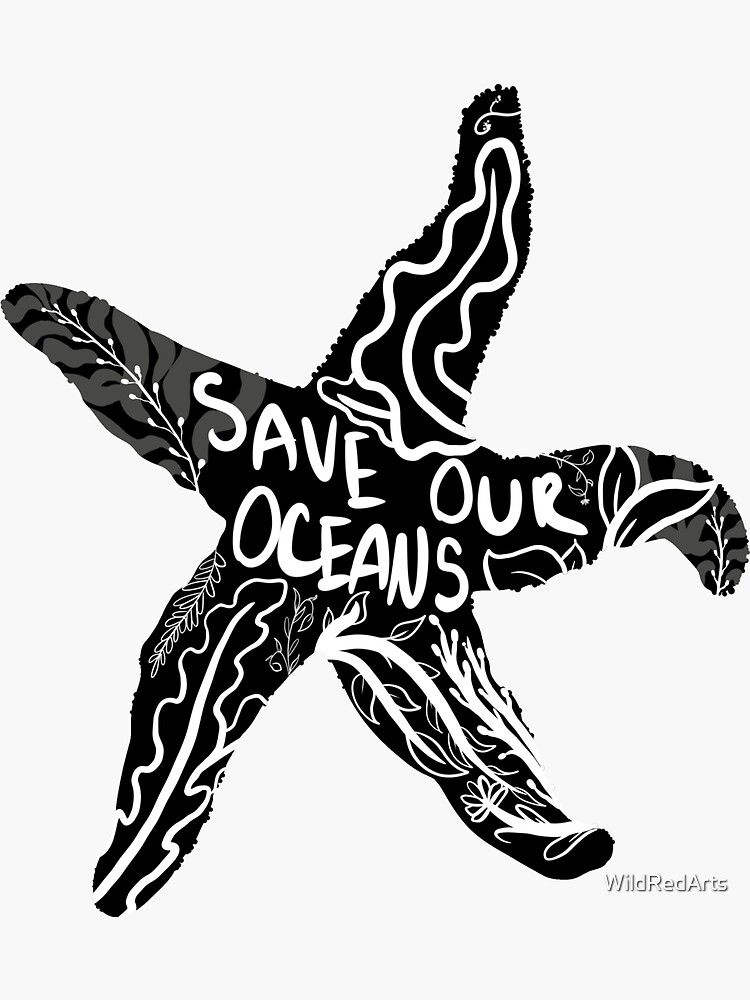 "Save Our Oceans - Common Sea Star" Sticker for Sale by WildRedArts ...