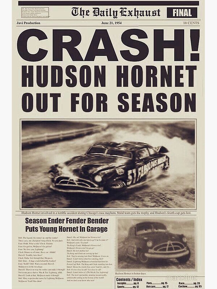 "Crash! hudson hornet out for season" Poster for Sale by Davidturne ...