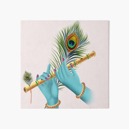 "krishna Mor Pankh With Bansuri " Art Board Print for Sale by Mita ⭐⭐⭐⭐ ...