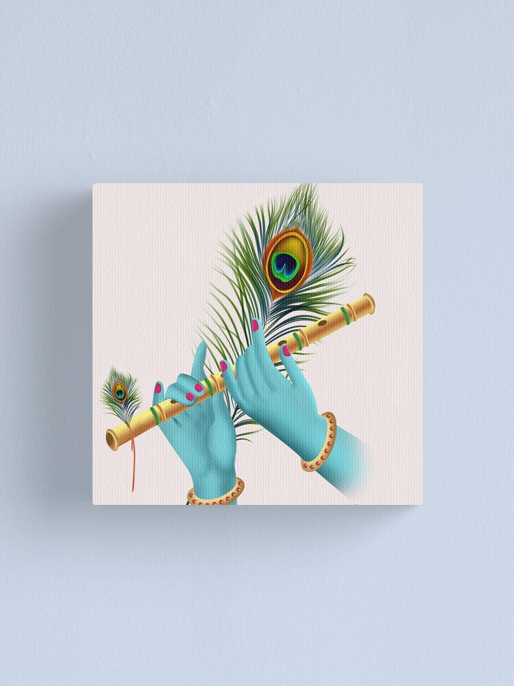 "krishna Mor Pankh With Bansuri " Canvas Print for Sale by Mita ⭐⭐⭐⭐⭐ ...
