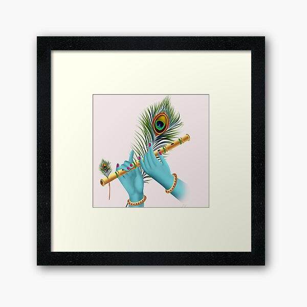 "krishna Mor Pankh With Bansuri " Framed Art Print for Sale by mits1983 ...