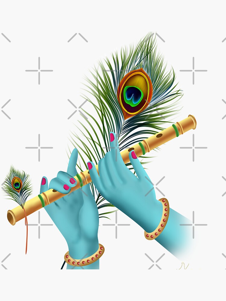 "krishna Mor Pankh With Bansuri " Sticker for Sale by mits1983 | Redbubble