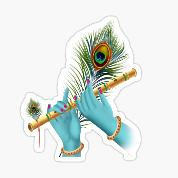 "krishna Mor Pankh With Bansuri " Sticker for Sale by mits1983 | Redbubble