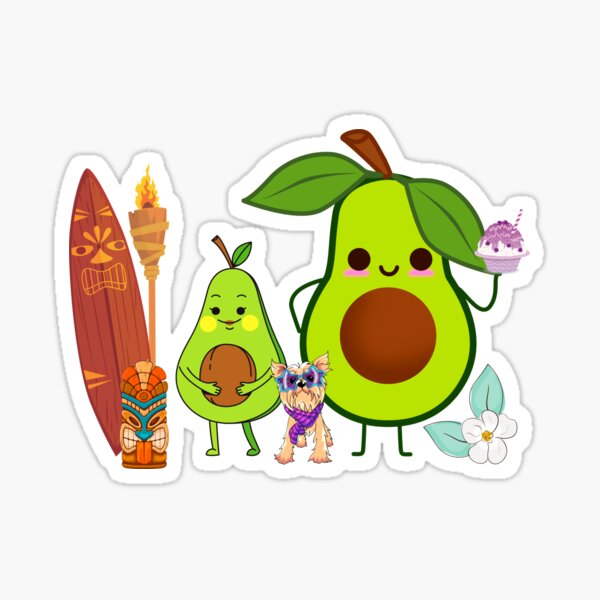 "Fruits Living Their Best Life - Avocado Family Vacation" Sticker for ...