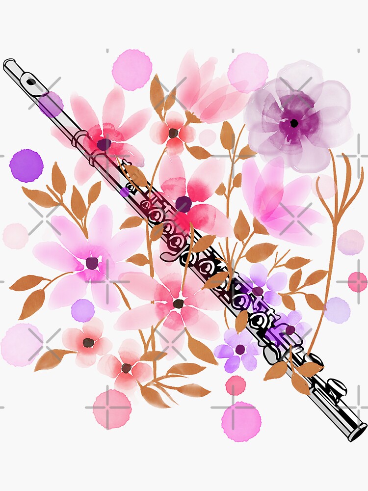 "Floral Flute For Music Teacher And Musicians On Orchestra As A Flutist ...