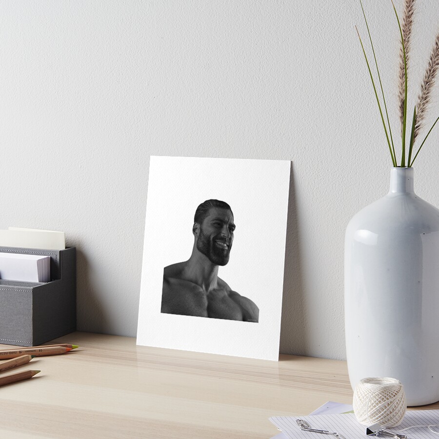 "Gigachad meme smiling face" Art Board Print for Sale by Kunlesart ...