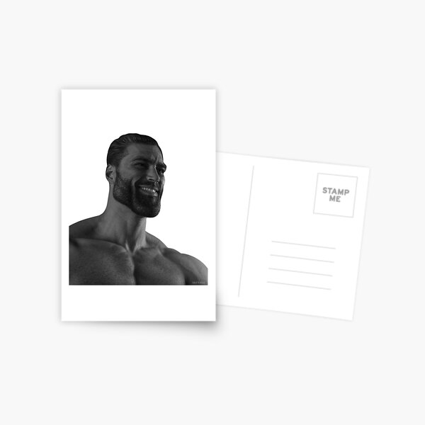 "Gigachad meme smiling face" Postcard for Sale by Kunlesart | Redbubble