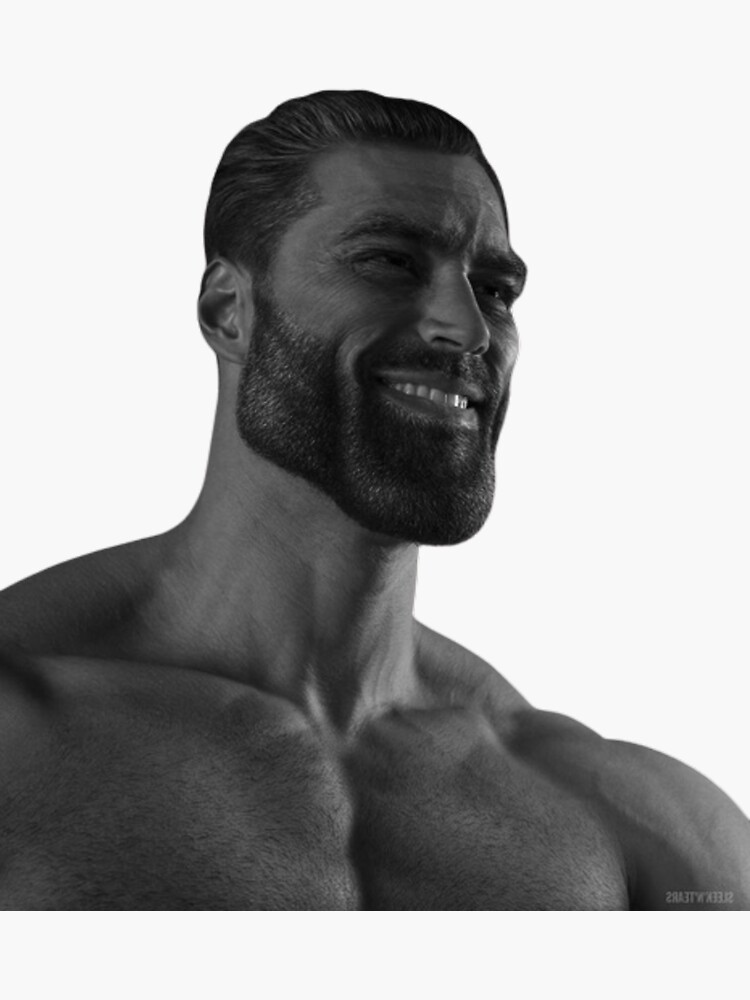 "Gigachad meme smiling face" Sticker for Sale by Kunlesart | Redbubble