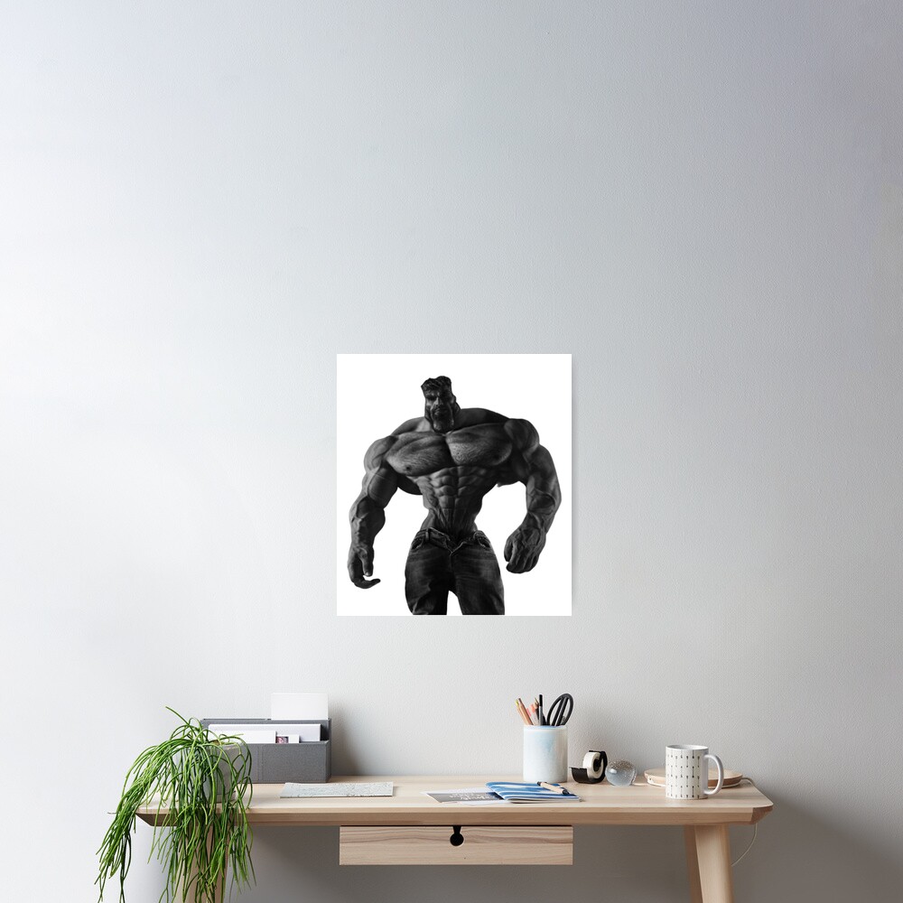 "Gigachad meme funny cartoon full body " Poster for Sale by Kunlesart ...