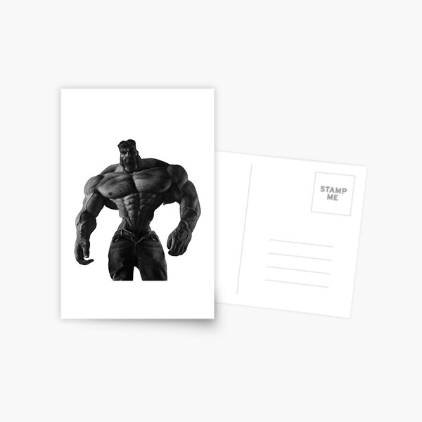 "Gigachad meme funny cartoon full body " Postcard by Kunlesart | Redbubble