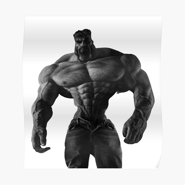 "Gigachad meme funny cartoon full body " Poster for Sale by Kunlesart ...