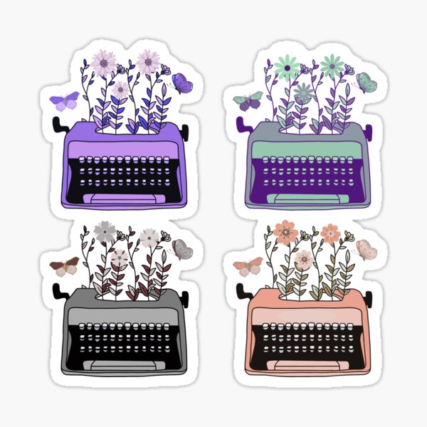 "Cute summery typewriters" Sticker for Sale by CreativeStrand | Redbubble