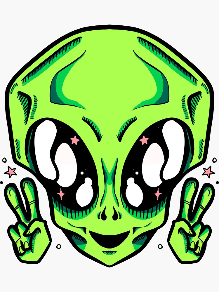 "Alien Peace Sign" Sticker for Sale by rstack13 | Redbubble
