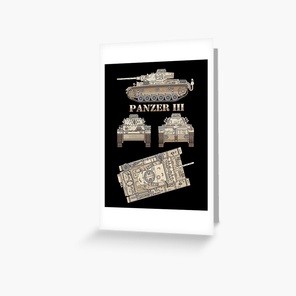 "Panzer III 3 Tank German WW2 Medium Tanks Color Diagram Gift" Greeting ...