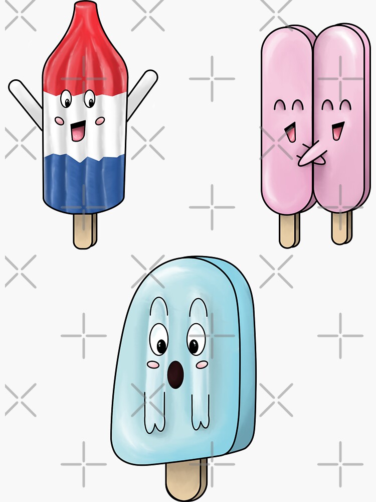 "Popsicle Cartoons" Sticker for Sale by mdon20 | Redbubble