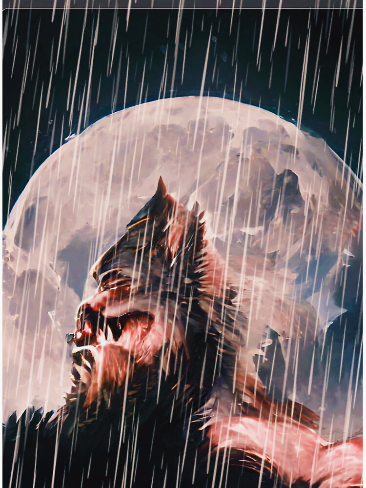 "Dark fantasy evil werewolf full moon rain" Sticker for Sale by ...