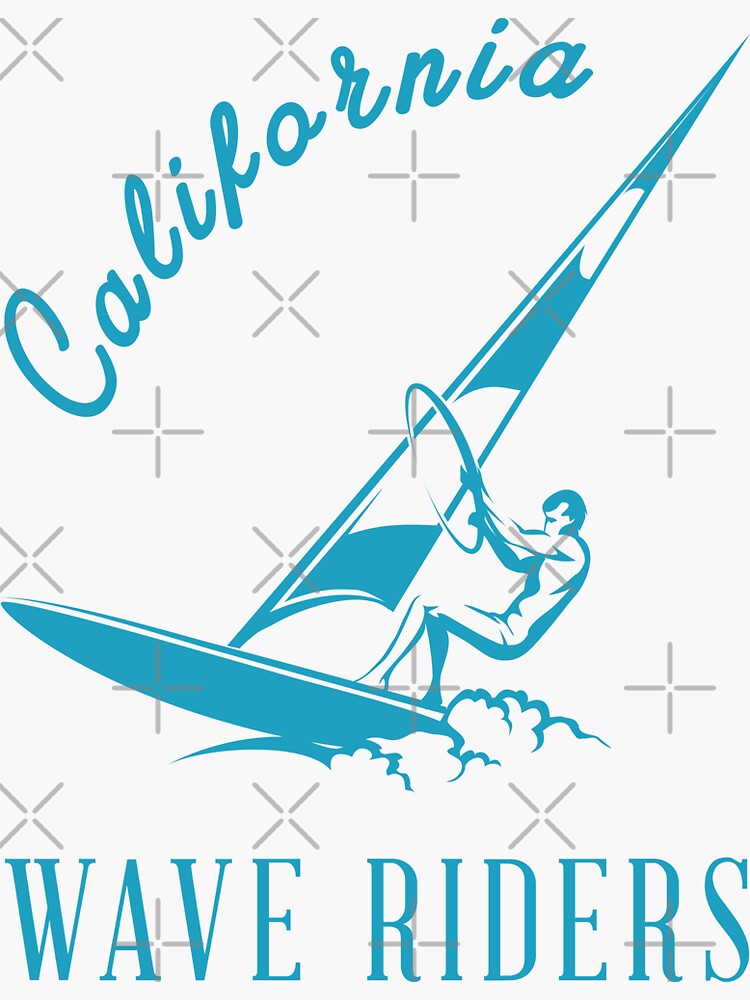 "Wind Surfing California Beach Sunset Wave Riders" Sticker for Sale by ...