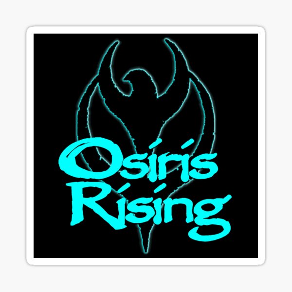 "Osiris Rising logo and icon, cyan and black" Sticker for Sale by ...