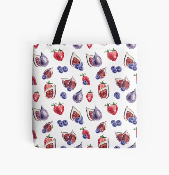 Bolsa de tela «Ilustración de verano con estampado de higos y fresas en ...