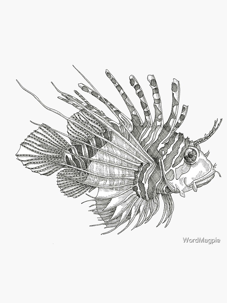 "Lionfish" Sticker for Sale by WordMagpie | Redbubble