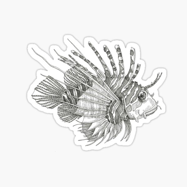 "Lionfish" Sticker for Sale by WordMagpie | Redbubble