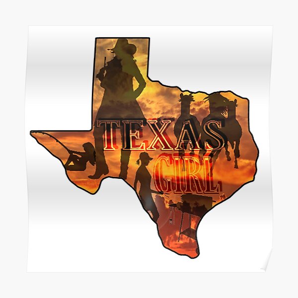 Texas Girl Cute Country Girl Poster For Sale By Crimsonleo Redbubble