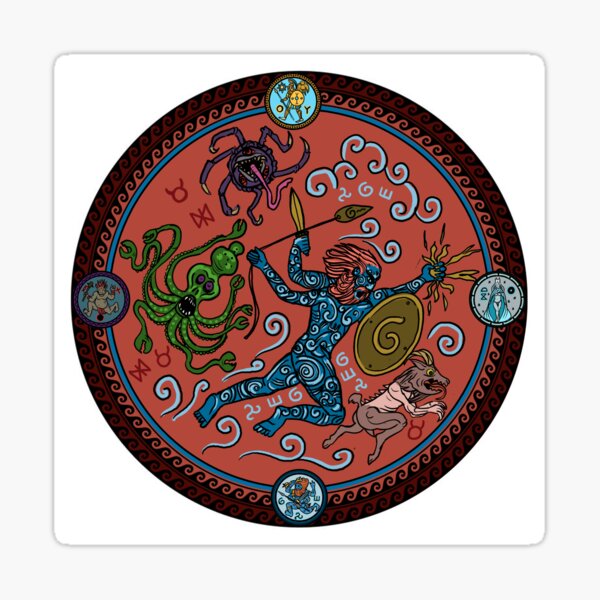 "Orlanth, Storm King vs Chaos" Sticker for Sale by Sbrayarts | Redbubble