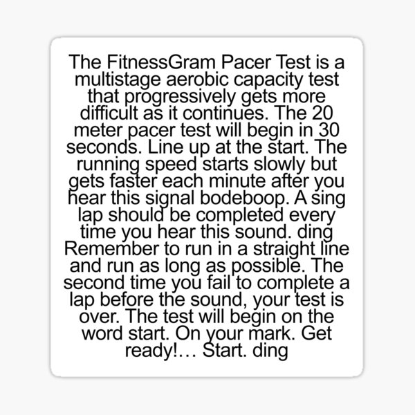 "FITNESSGRAM PACER TEST" Sticker for Sale by bri-zy | Redbubble