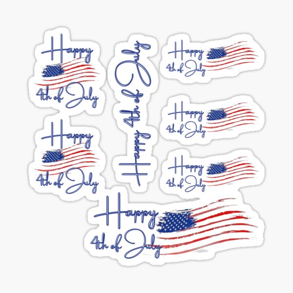 "Happy 4th of July with flags: mix and match patterns, and 7 sticker ...