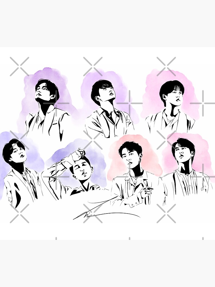 "BTS OT7 FANART WATERCOLOR" Poster for Sale by CuteyCalico | Redbubble