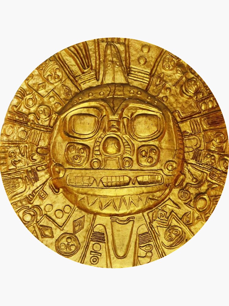 "Ancient Inca Gold Sun God Disc Authentic Original design " Sticker for ...