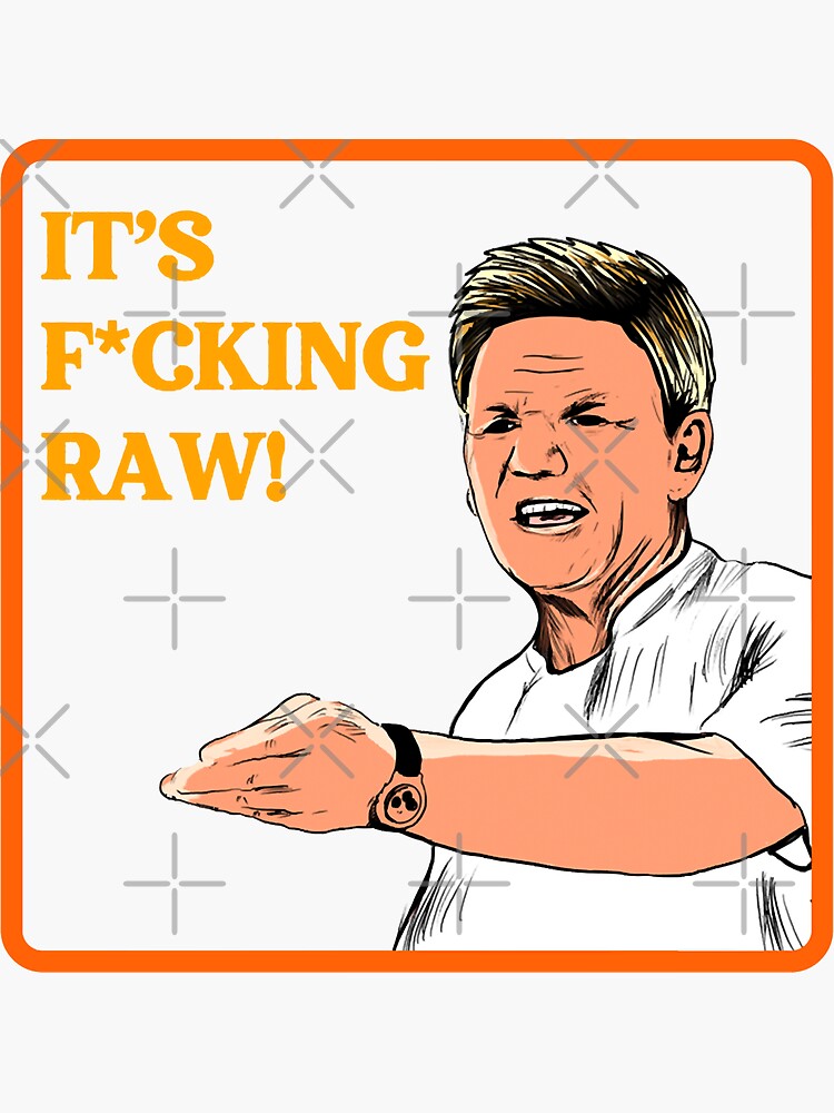 "Funny Gifts Its Raw! Gordon Ramsey Retro Vintage Photograp" Sticker ...