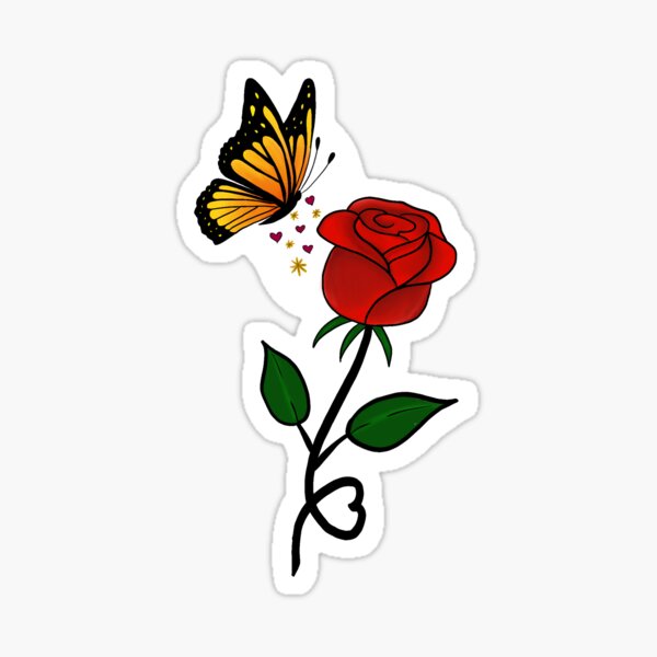 "Butterfly Rose" Sticker for Sale by VeraMaeDesigns | Redbubble