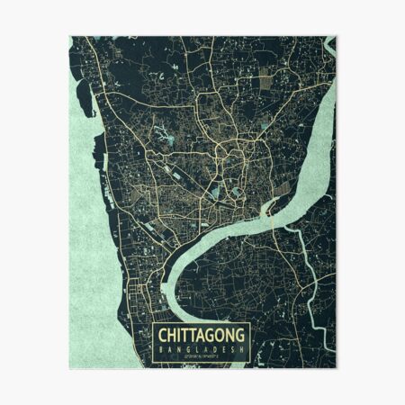 "Chattogram City Map of Bangladesh - Summer" Art Board Print for Sale ...
