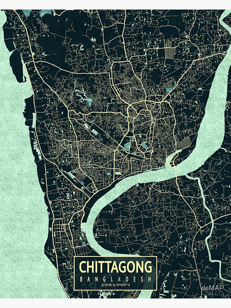 "Chattogram City Map of Bangladesh - Summer" Poster for Sale by deMAP ...