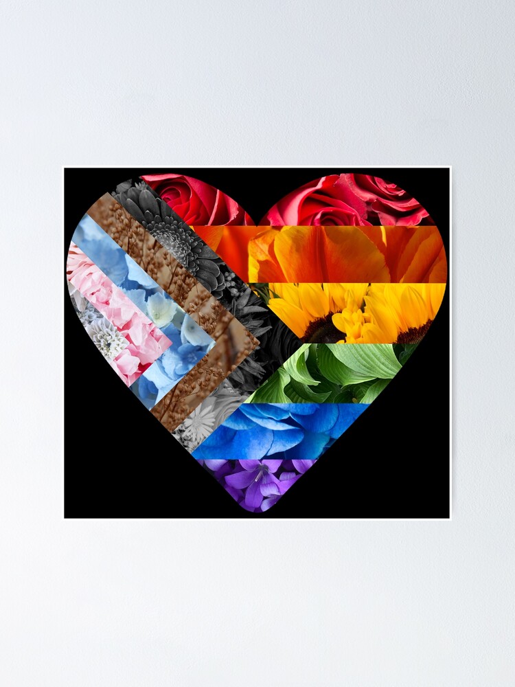 "Progress Pride Flag Heart Flowers" Poster for Sale by NYXFN | Redbubble