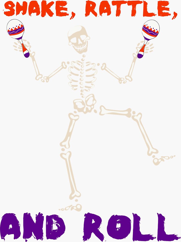 "Shake Rattle and Roll! Dancing Skeleton With Maracas" Sticker for Sale ...